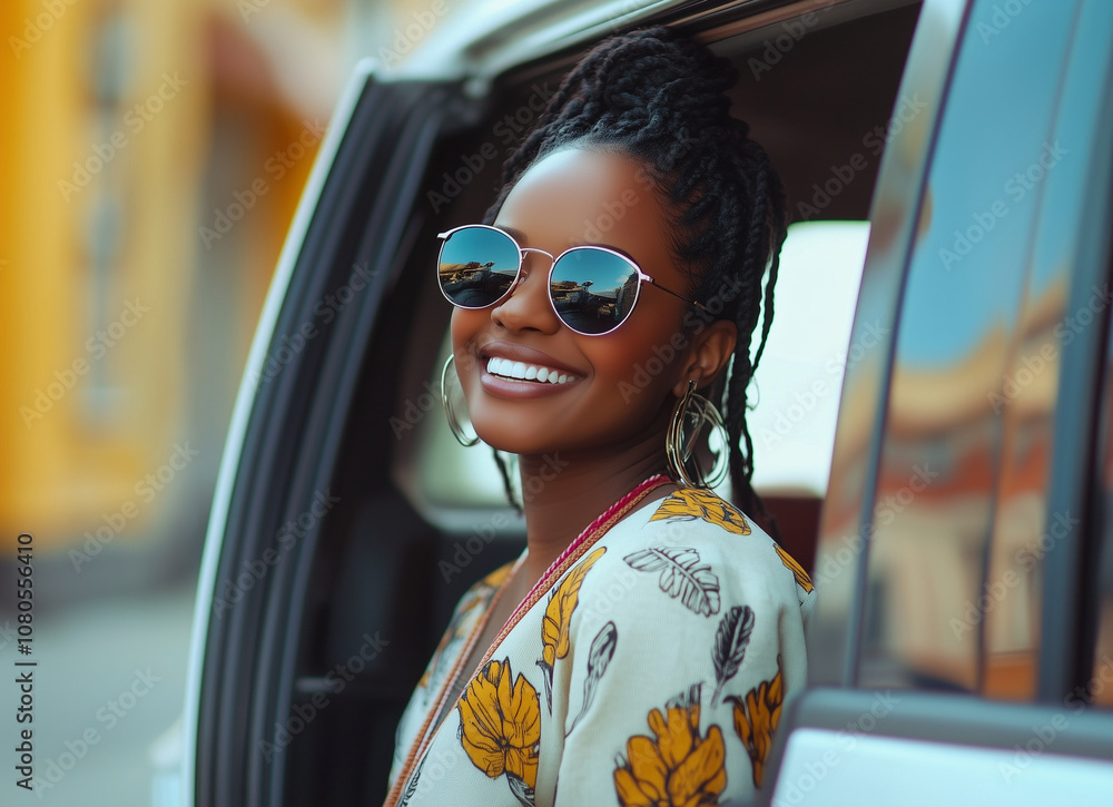Foto de Stock Travel, freedom and road trip by black woman on a break ...