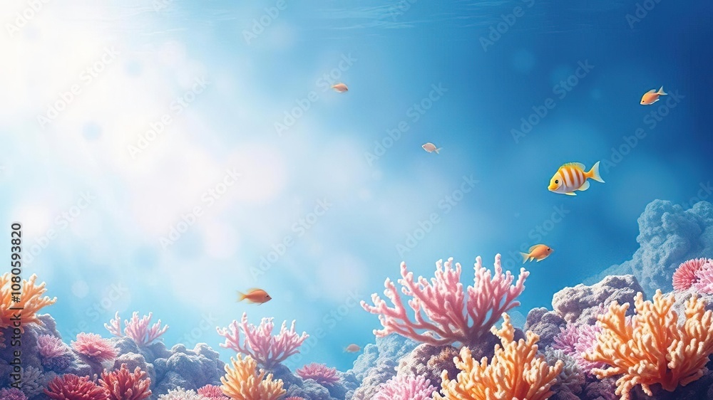 Dreamy underwater world with soft watercolor hues and pastel shades of ...