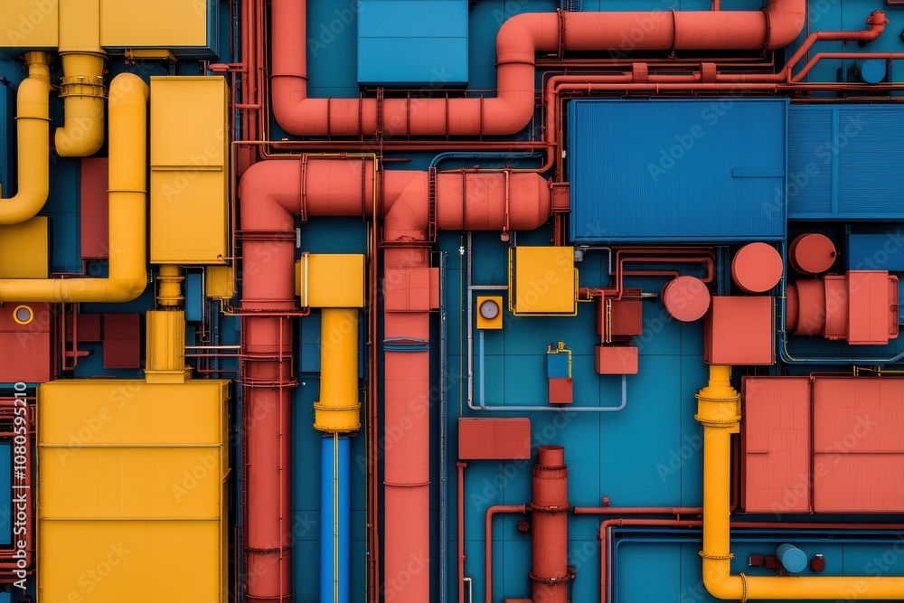 Top-down view of a large industrial facility with a maze of process ...