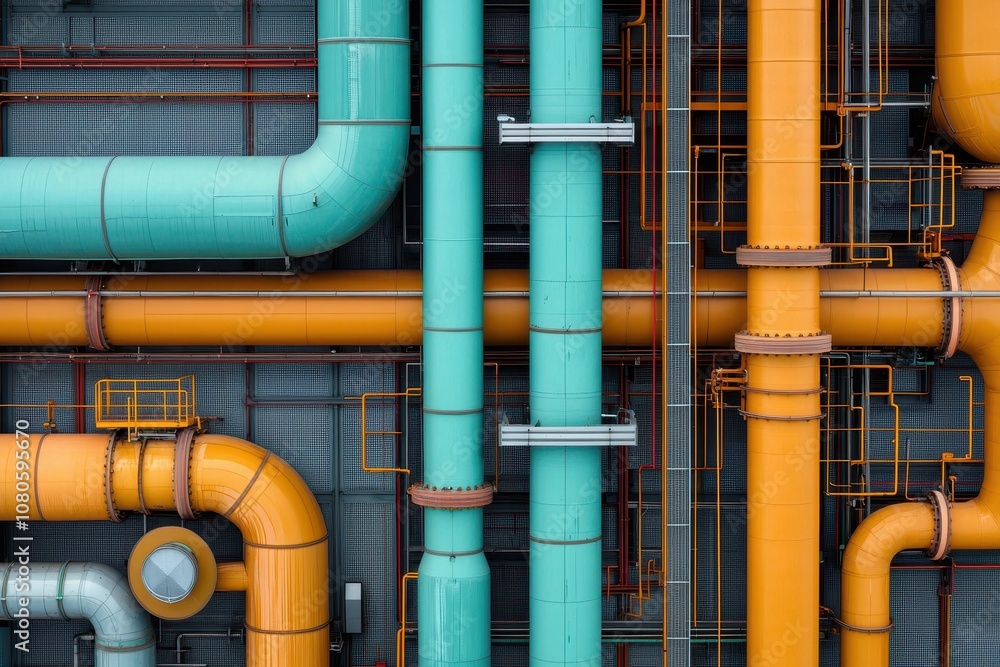 Top-down view of a large industrial facility with a maze of process ...