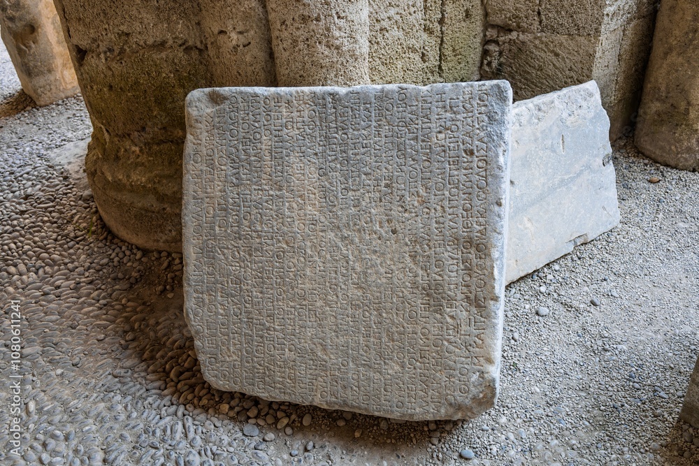 Archaeological Museum of Rhodes, Greece. Travel and history concept ...