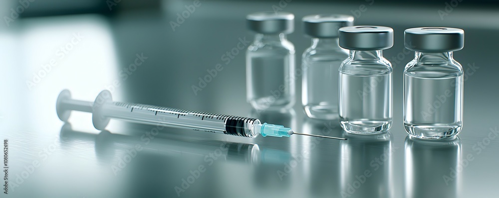 Clinical Lab Setup with Syringe and Labeled Vials - Sterile Medical ...