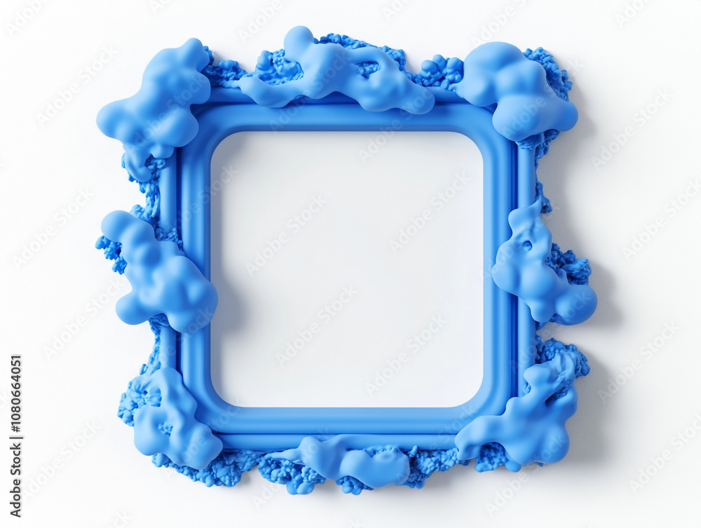 Cute cartoon frame icon, blue frame with rounded corners and pastel ...