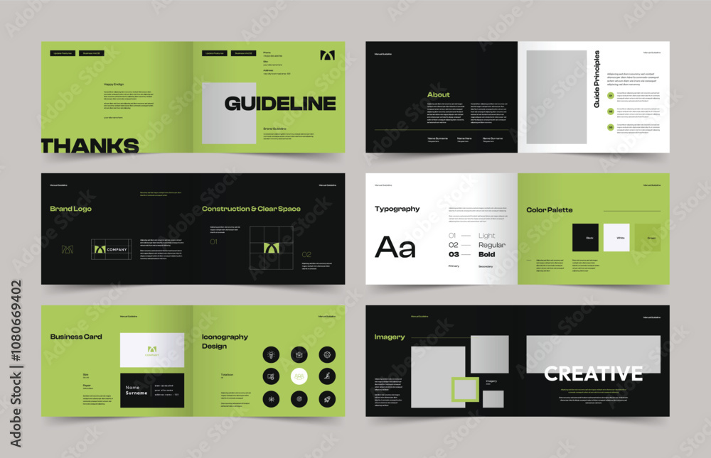 Brand Guidelines Template, Landscape Brand Identity Presentation Layout ...