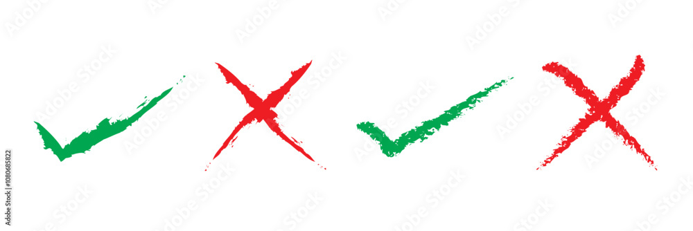 Green check mark and red x sign vector illustration, design element ...