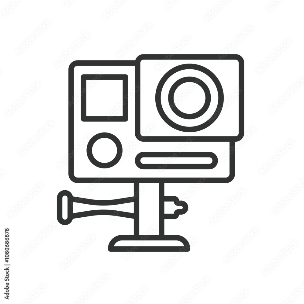 Action camera, icon in line design. Action camera, recording, filming ...