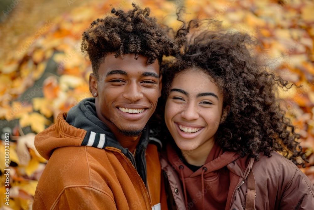 Portrait of a jovial multicultural couple in their 20s sporting a ...