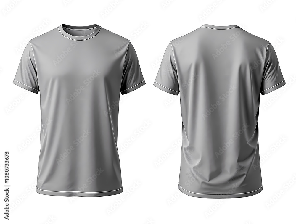 Gray front and back part t-shirt isolated on transparent background ...