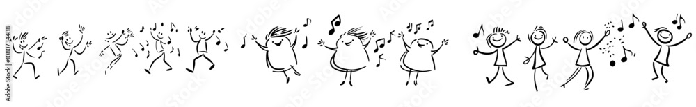 Animated couple dancing, springing, and dancing. Stick figure man ...