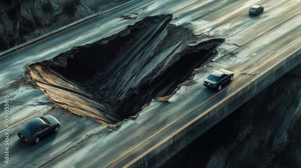 Major highway collapse creates large sinkhole during heavy rainfall ...