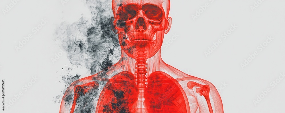 Cancer and toxin relevance. An illustration of a human figure ...