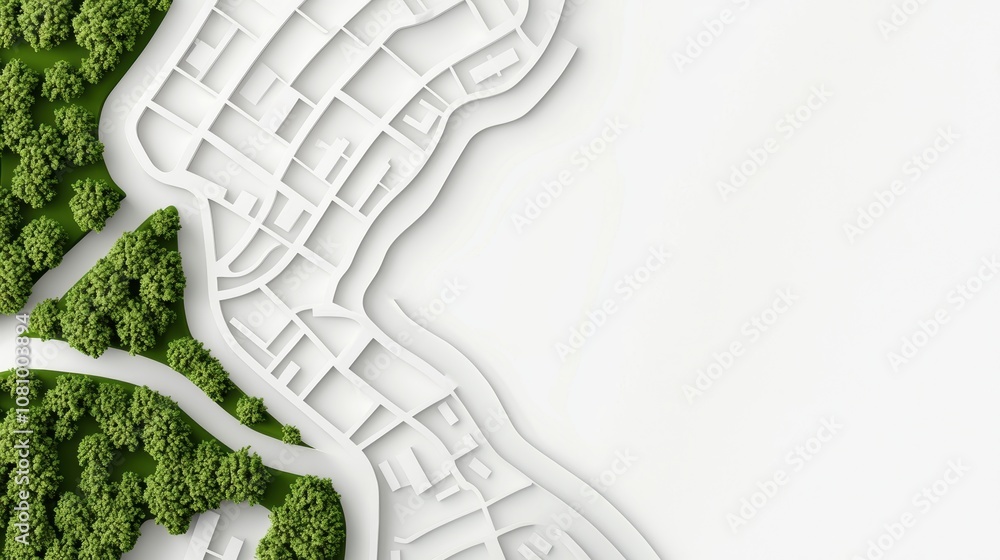 Comprehensive city zoning map with clear divisions for green spaces ...