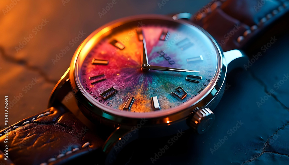 A watch or clock that displays changing colors instead of telling time ...