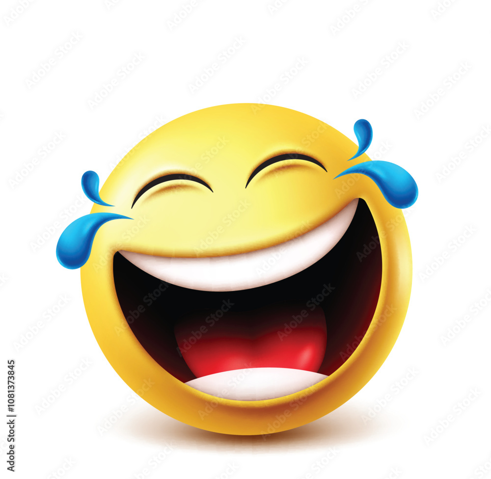 Goofy emoji vector character. 3d emoticon in silly, cute, ridiculous ...