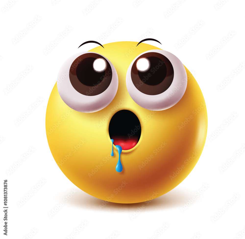 Drooling emoji vector character. 3d clip art emoticon like salivate ...
