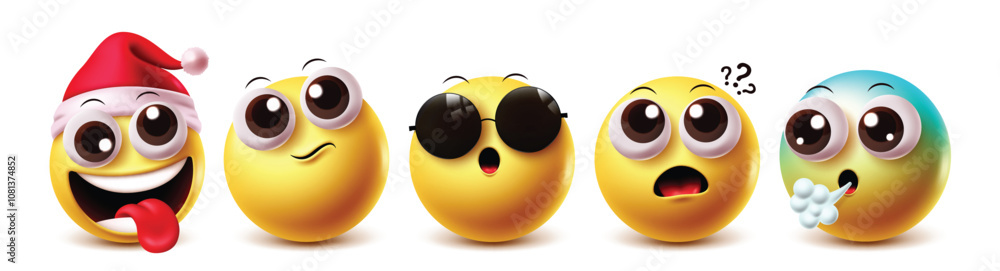 Naughty emoji vector characters set. Emojis clipart in funny, cool ...
