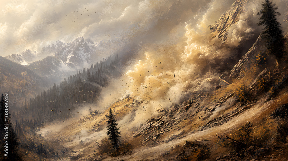 mountainous area mountain earthquake landslide earth rocks debris ...