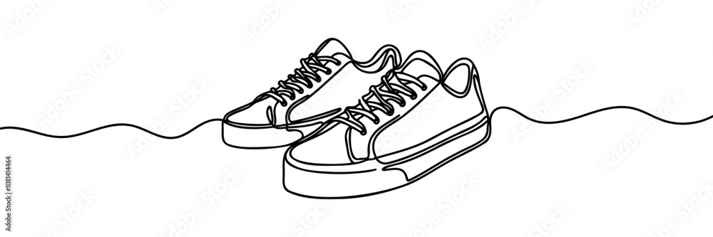 Continuous one line drawing of sneakers. Simple shoes, sneaker line art ...
