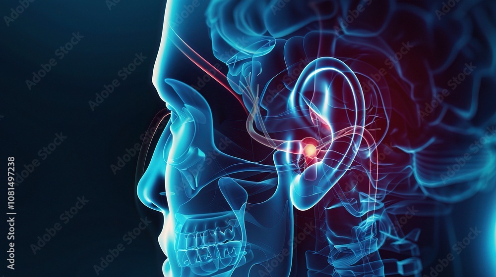 Otitis Media Scene - Earache, Redness, and Fluid in the Middle Ear. The ...