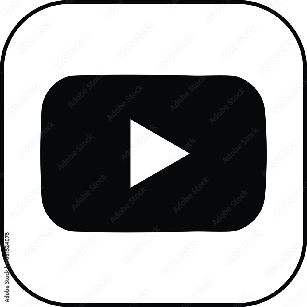 Black YouTube logo on a transparent background. Realistic social media ...