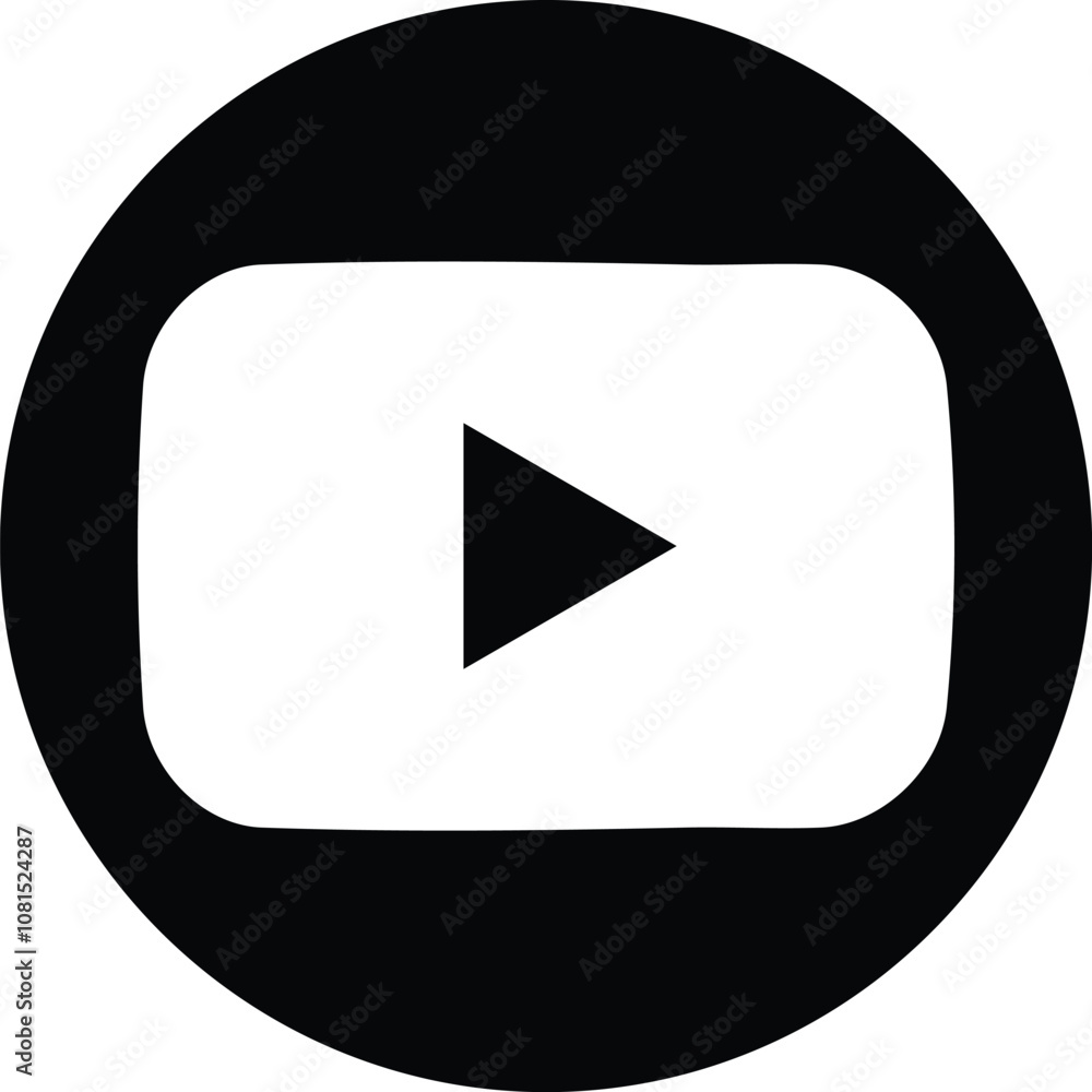 Black YouTube logo on a transparent background. Realistic social media ...