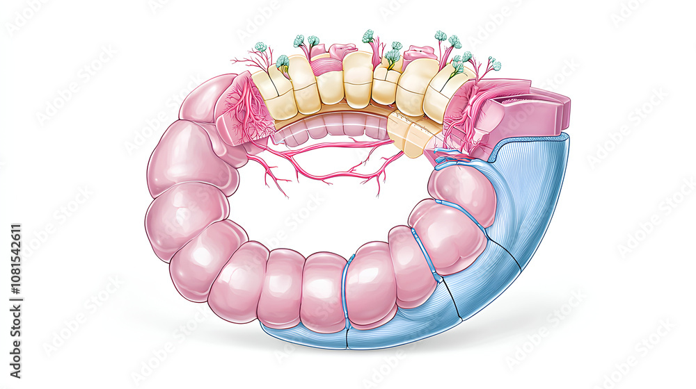 Human Small Intestine Anatomy Cross Section Illustration Stock ...