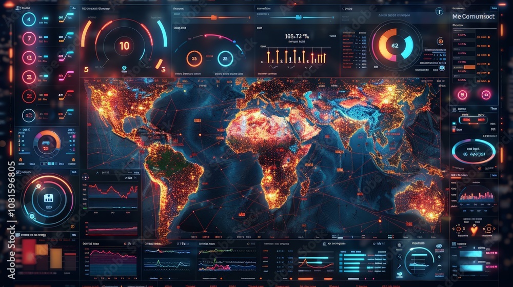 Economic Indicators Dashboard: Capture a high-tech dashboard displaying ...