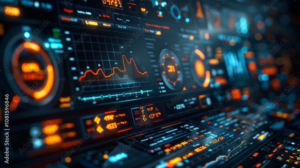 Economic Indicators Dashboard: Capture a high-tech dashboard displaying ...