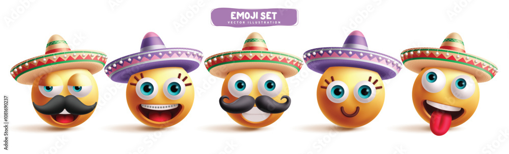Mexican emoji characters vector set. Emojis Mexico america clip art ...