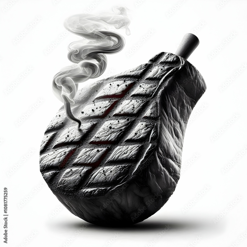 Steak with grill lines and smoke effect concept as Icon of a steak with ...