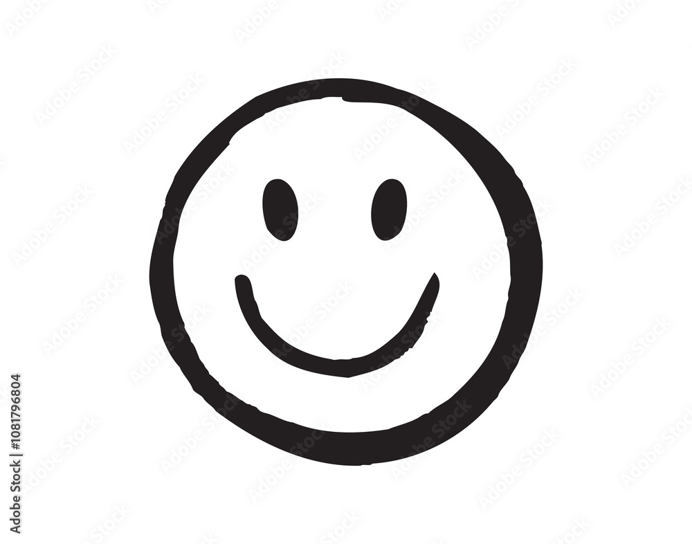 Smile face Doodle sketch style icon. Smiling face hand drawn, happy ...