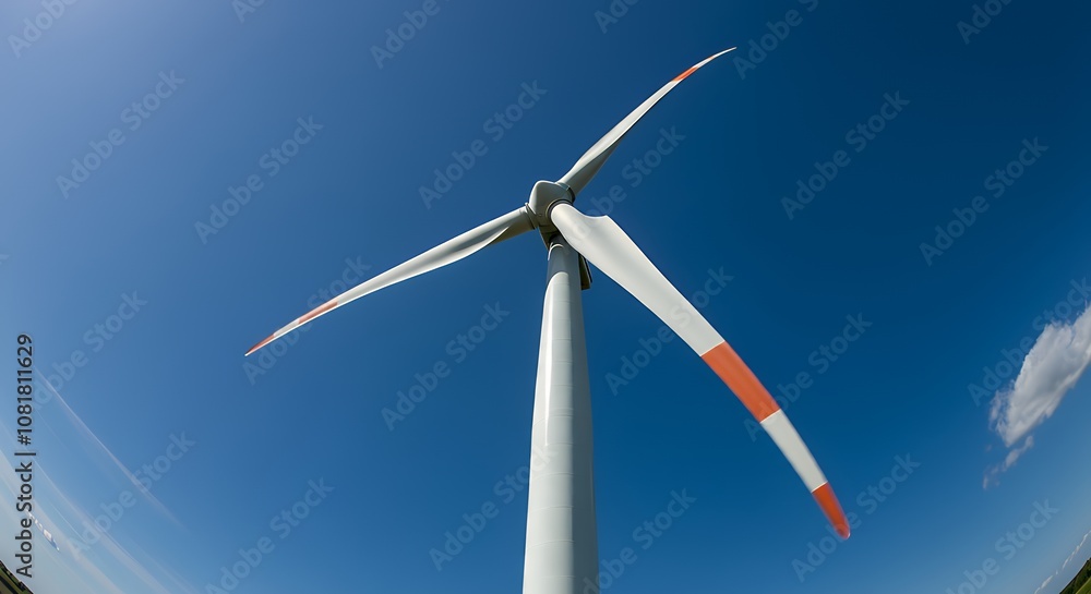 Wind turbine electricity generation concept system, 3d illustration of ...
