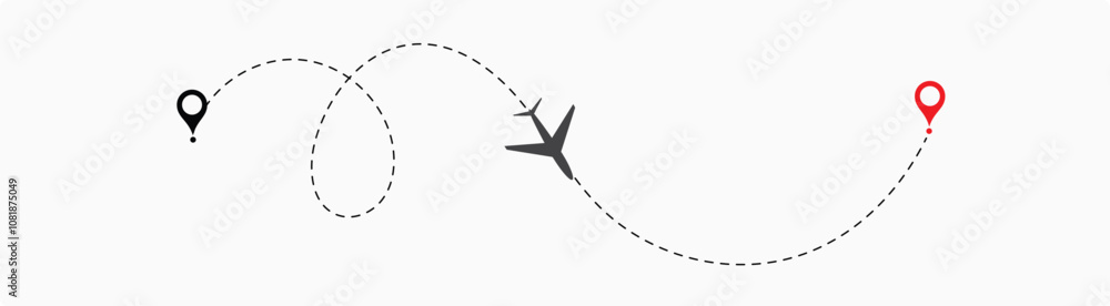 plane routes dotted paths aircraft travel route start point Flight ...
