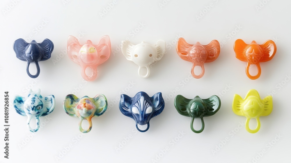 Colorful Collection of Baby Pacifiers Featuring Animal Designs for ...
