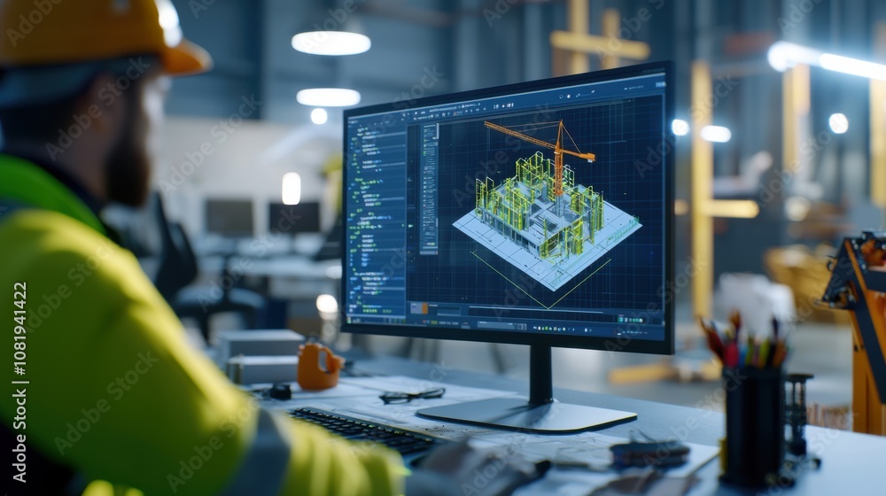 Construction project visualization office digital model indoor close-up ...