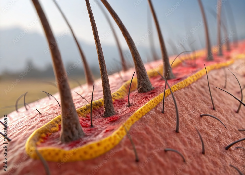 Surreal Close-Up of an Ingrown Hair with Unusual Textures and Colors ...