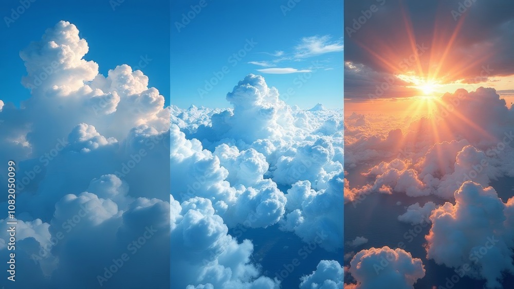 banner design collage displays photos of the sky under various weather ...