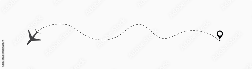 Airplane Plane routes line set. Planes dotted flight pathway. Plane ...