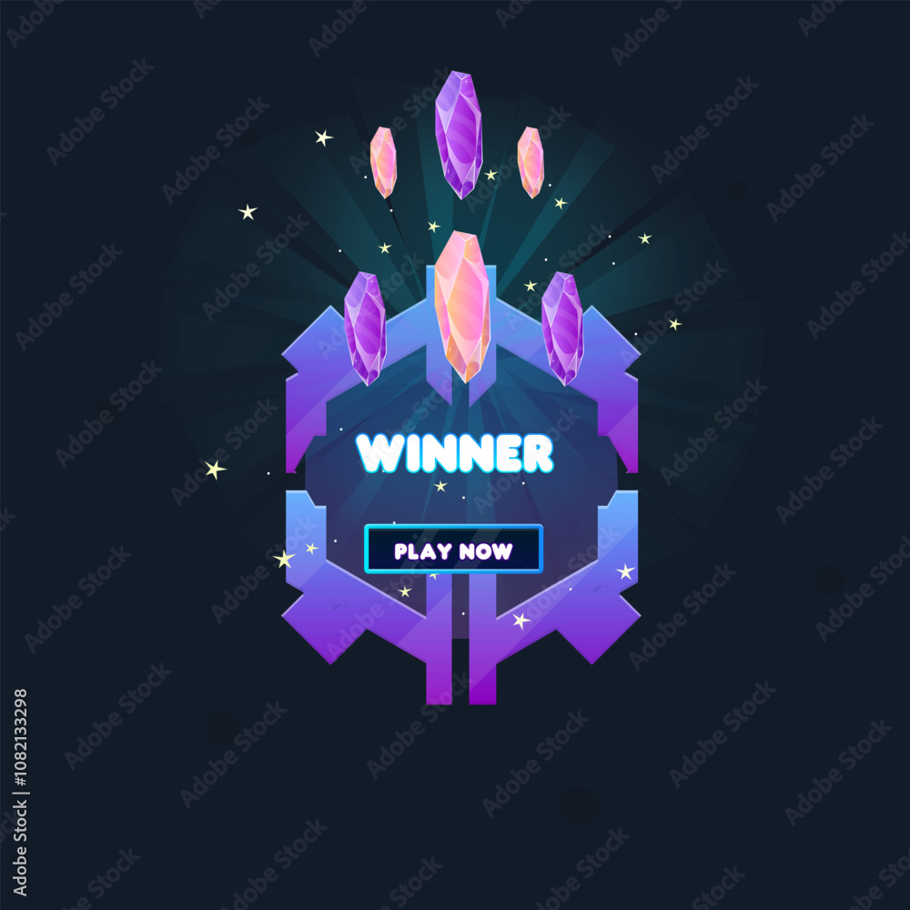 Game UI Pop Up Window Reward Page Winner Crystals Hexagon Sci Fi Hud ...