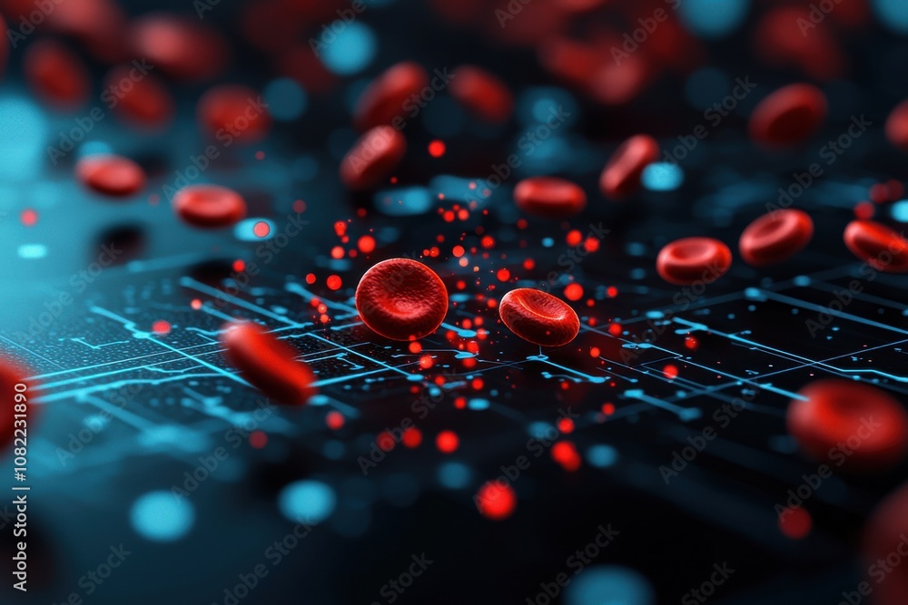 Visualizing circulation microscopic red blood cells digital overlay ...