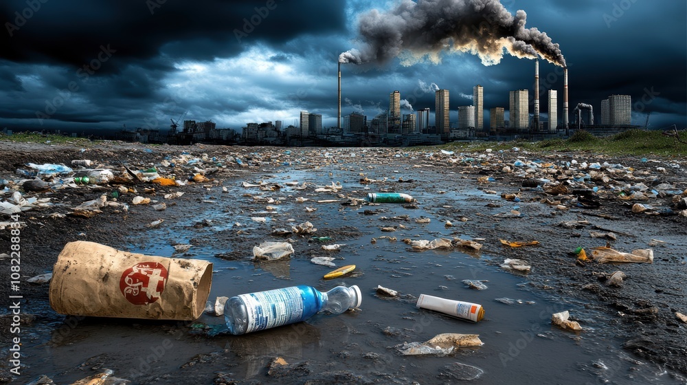 Polluted Landscape Industrial Pollution Environmental Disaster Waste ...