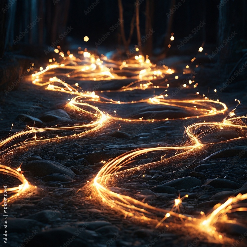 Energetic shapes in the dark. The long-exposure technique highlights ...