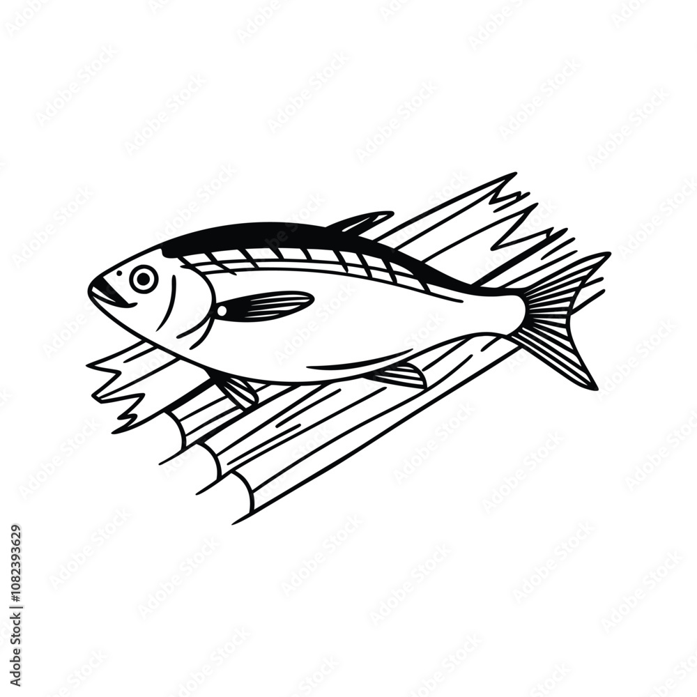 Hilsa, hilsha, ilisha design, labeled line and fill art a vector ...
