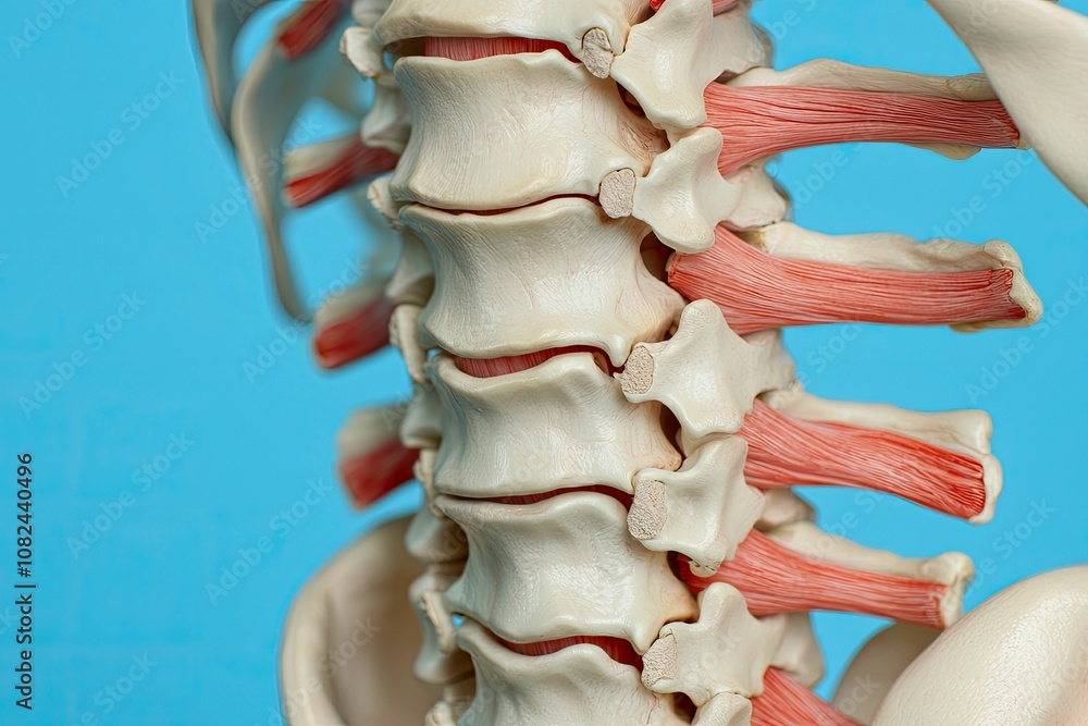 anatomy skeletal concept, A detailed anatomical model of a human spine ...