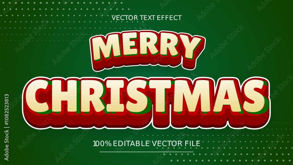 Christmas Text Effect Vector editable 3d text effect christmas with green background Stock ...