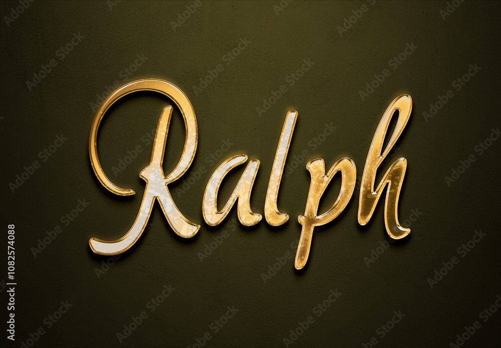 Old gold text effect of Deutsche name Ralph with 3D glossy style Mockup ...