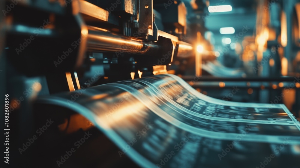Vintage printing press action. Machinery craftsmanship of traditional ...
