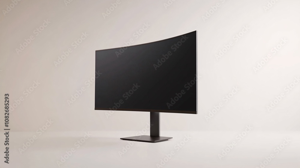 Simple desktop monitor with rounded corners and thin bezels, floating ...