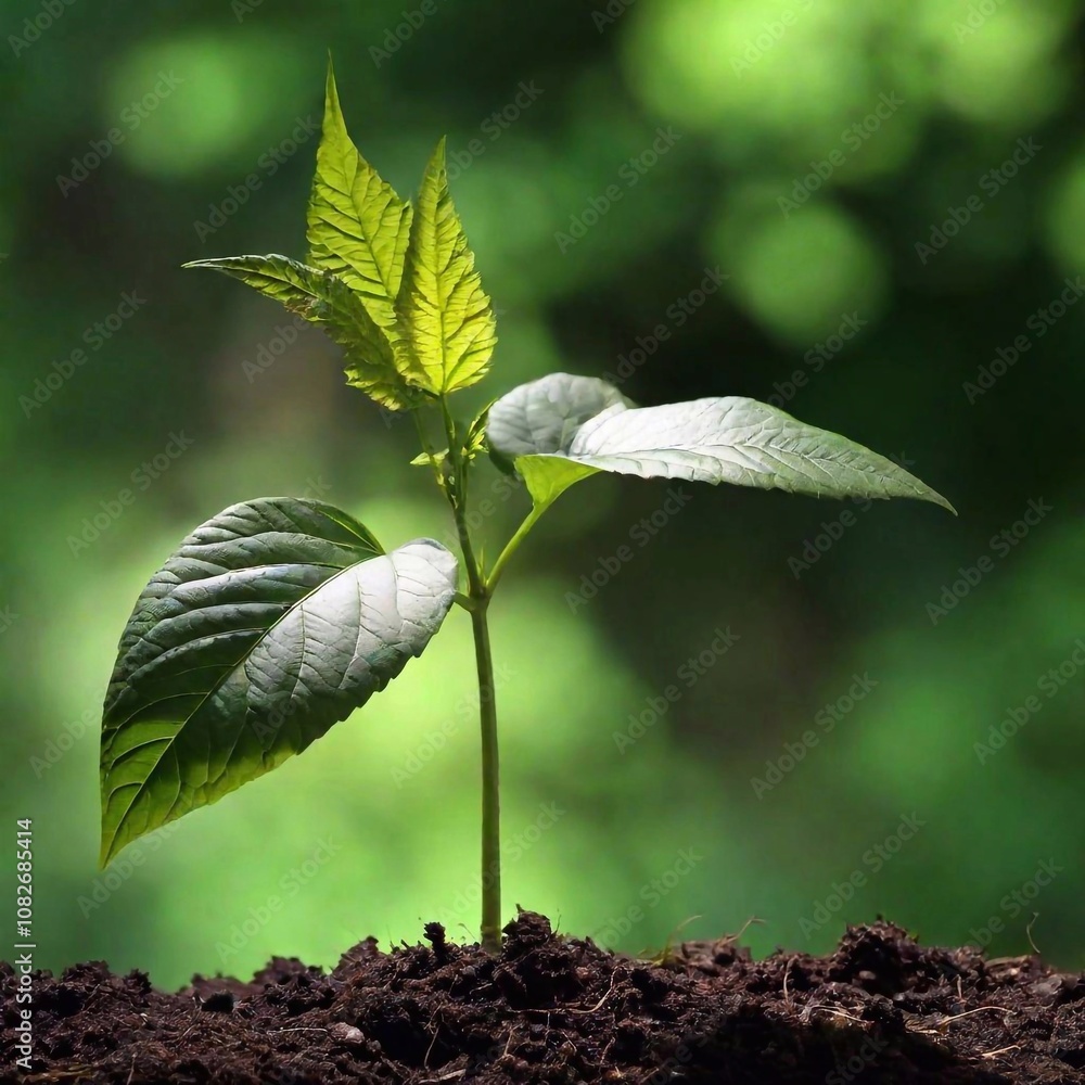 Stock-Foto „A high-resolution ultrarealistic image shows a young green ...