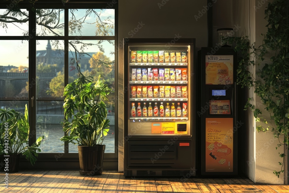 Foto de Stock Vending machine offering snacks and drinks in modern ... Foto de Stock Vending machine offering snacks and drinks in modern ...